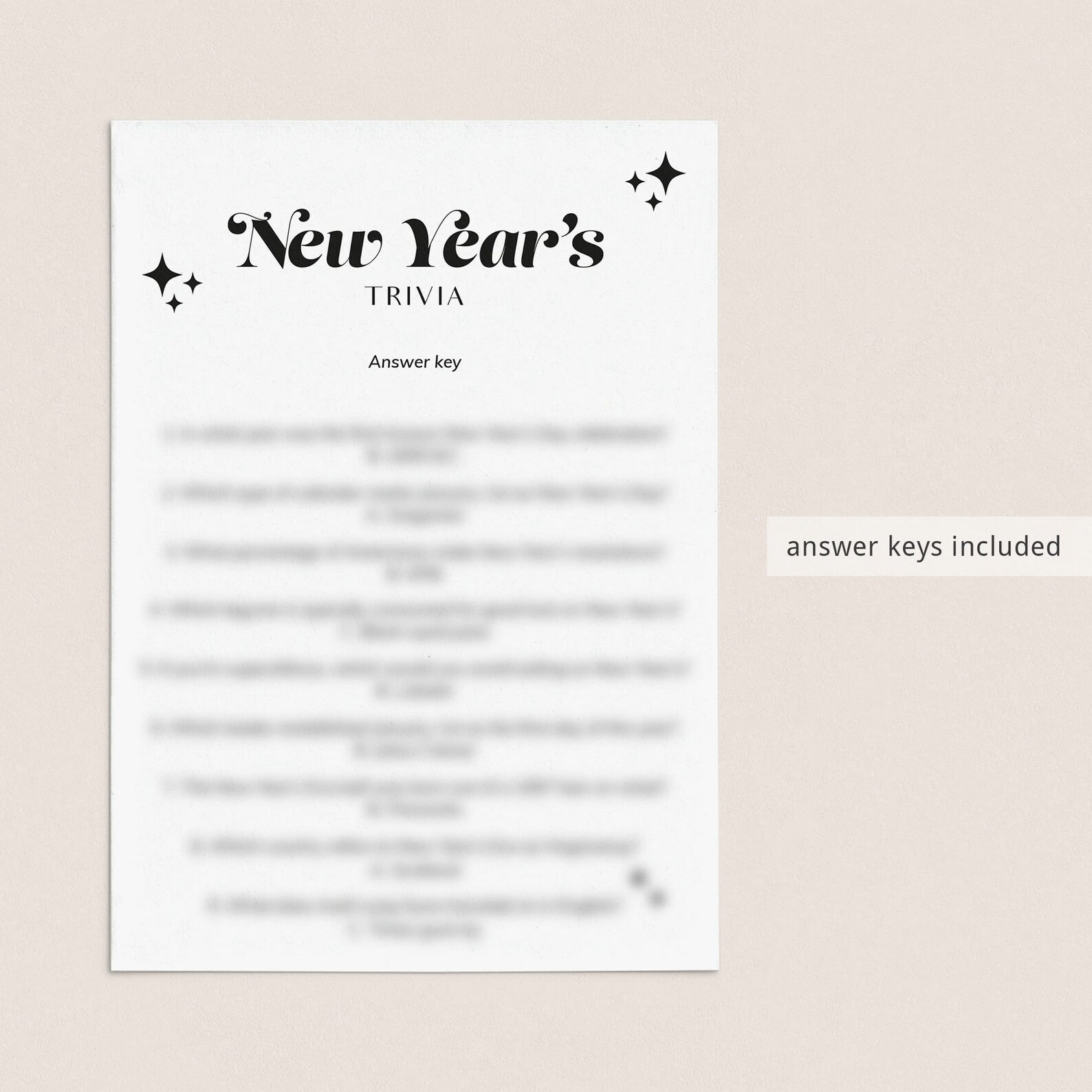 Retro New Year's Party Games Printable Black and White Minimalist New ...