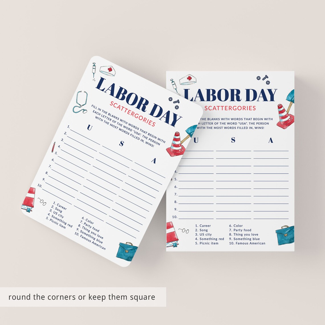 Labor Day Games Printable Fun Labor Day Game Bundle for Family - Etsy