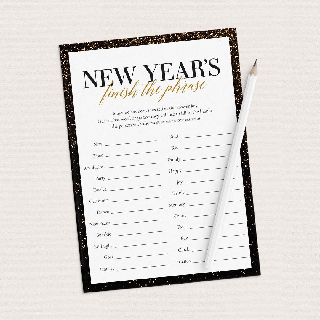 New Years Eve Party Game Printable Finish the Phrase New Years Game ...