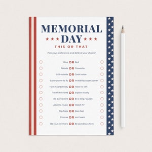 Printable Memorial Day Games for Kids and Adults Patriotic Party ...