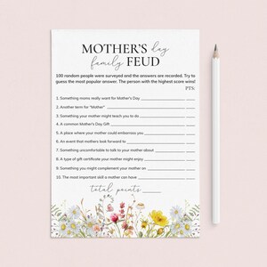 Mothers Day Family Feud Game Printable Mother's Day Feud Mothers Day ...