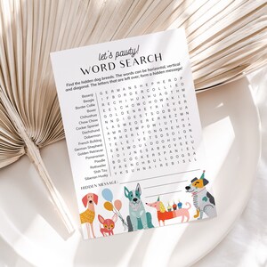 Dog Breed Word Search Printable Fun Dog Party Games Dog Word Find Dog ...