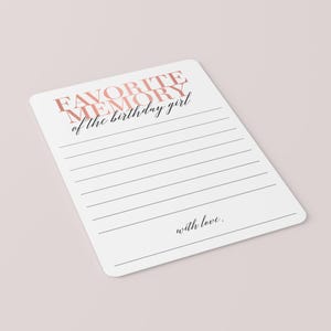 My Favorite Memory of the Birthday Girl Printable Birthday Memory Game ...