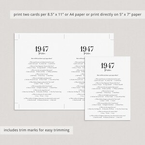 1947 Trivia Printable 76th Birthday Game Born in 1947 Quiz 76th ...