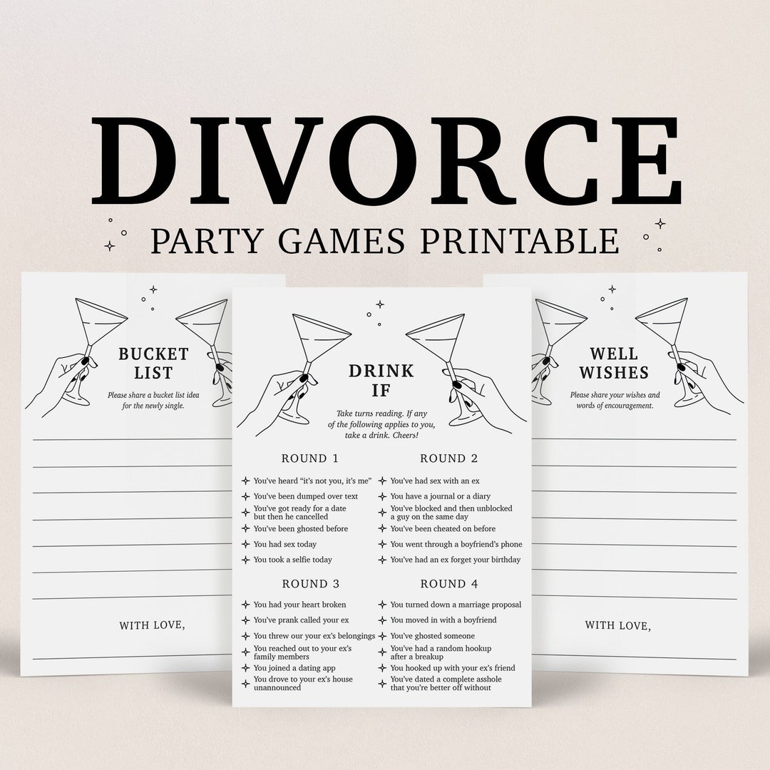 Printable Divorce Party Games Instant Download Breakup Care Package ...