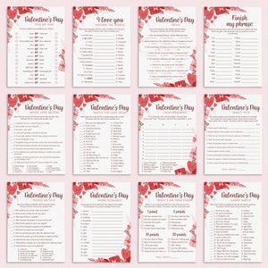 Valentines Day Games for Adults Printable Valentines Bundle Valentine's ...