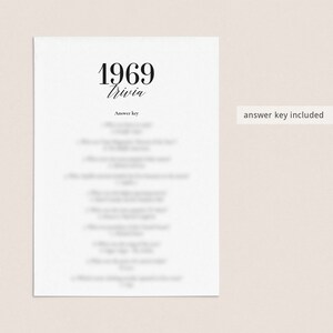 1969 Trivia Printable 60s Quiz 55th Birthday Party Game Back to the 60s ...