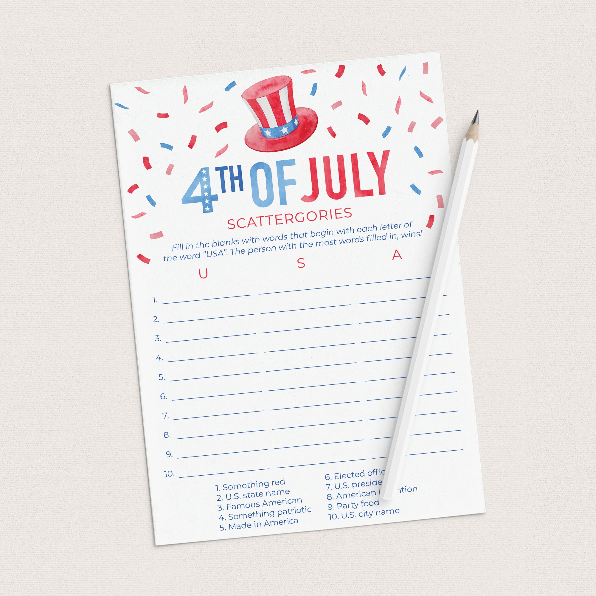 4th of July Party Games Bundle Printable July 4th Games Red White Blue ...
