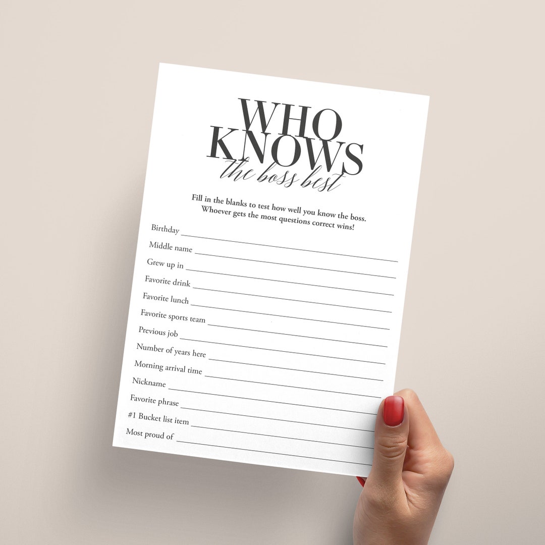 Who Knows the Boss Best Game Printable Funny Work Party Game - Etsy