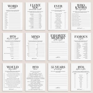 55th Anniversary Games Printable Married in 1970 Games Bundle Emerald ...
