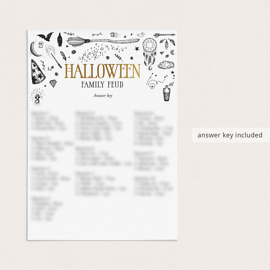 Halloween Family Feud Printable Black Magic Halloween Party - Etsy