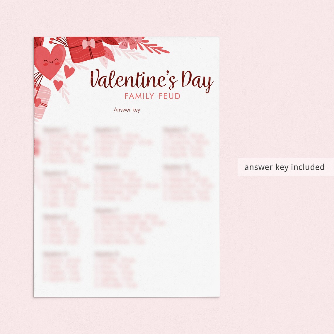 Family Feud Valentine's Day Game Printable Valentine's Feud Game ...