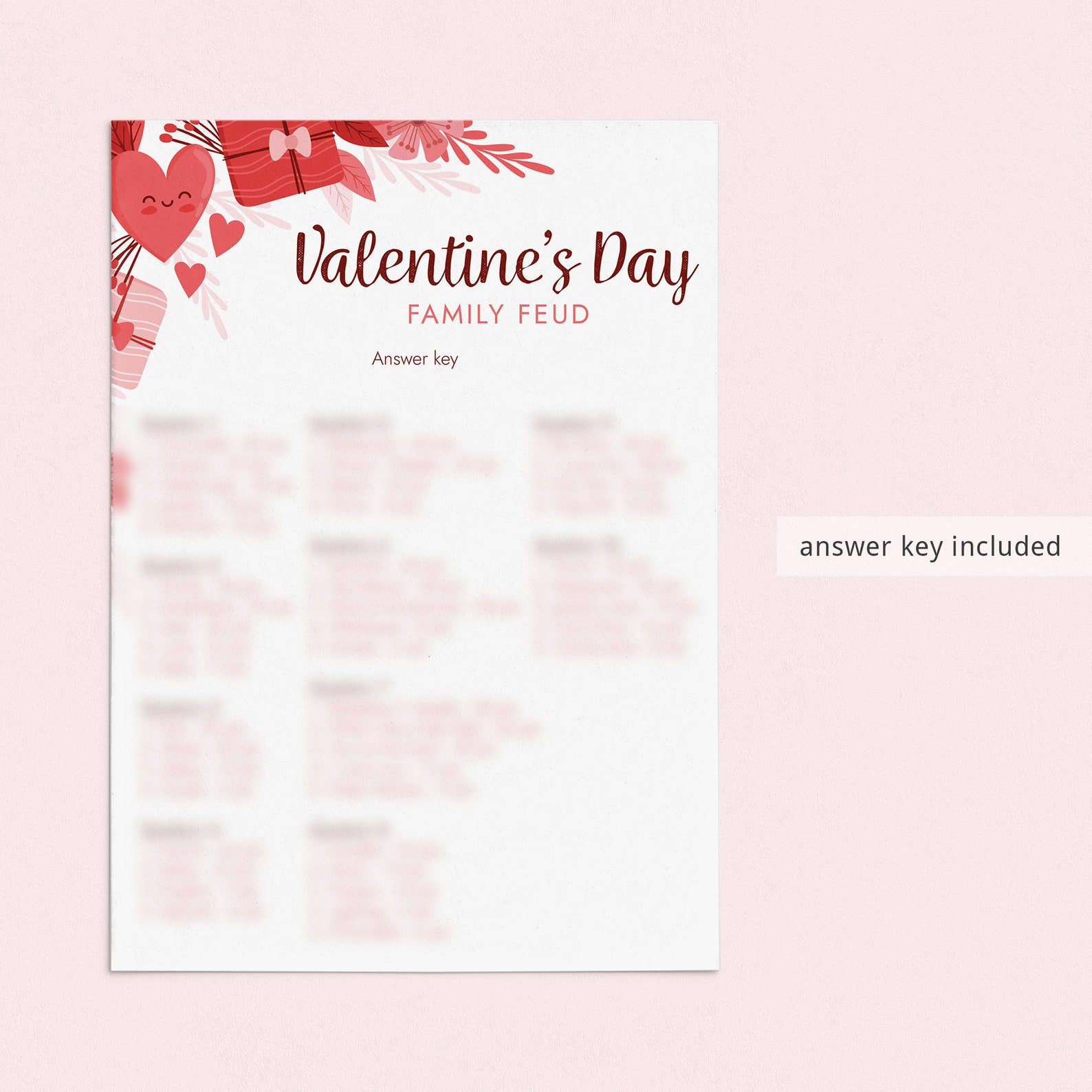 Family Feud Valentine's Day Game Printable Valentine's Feud Game ...