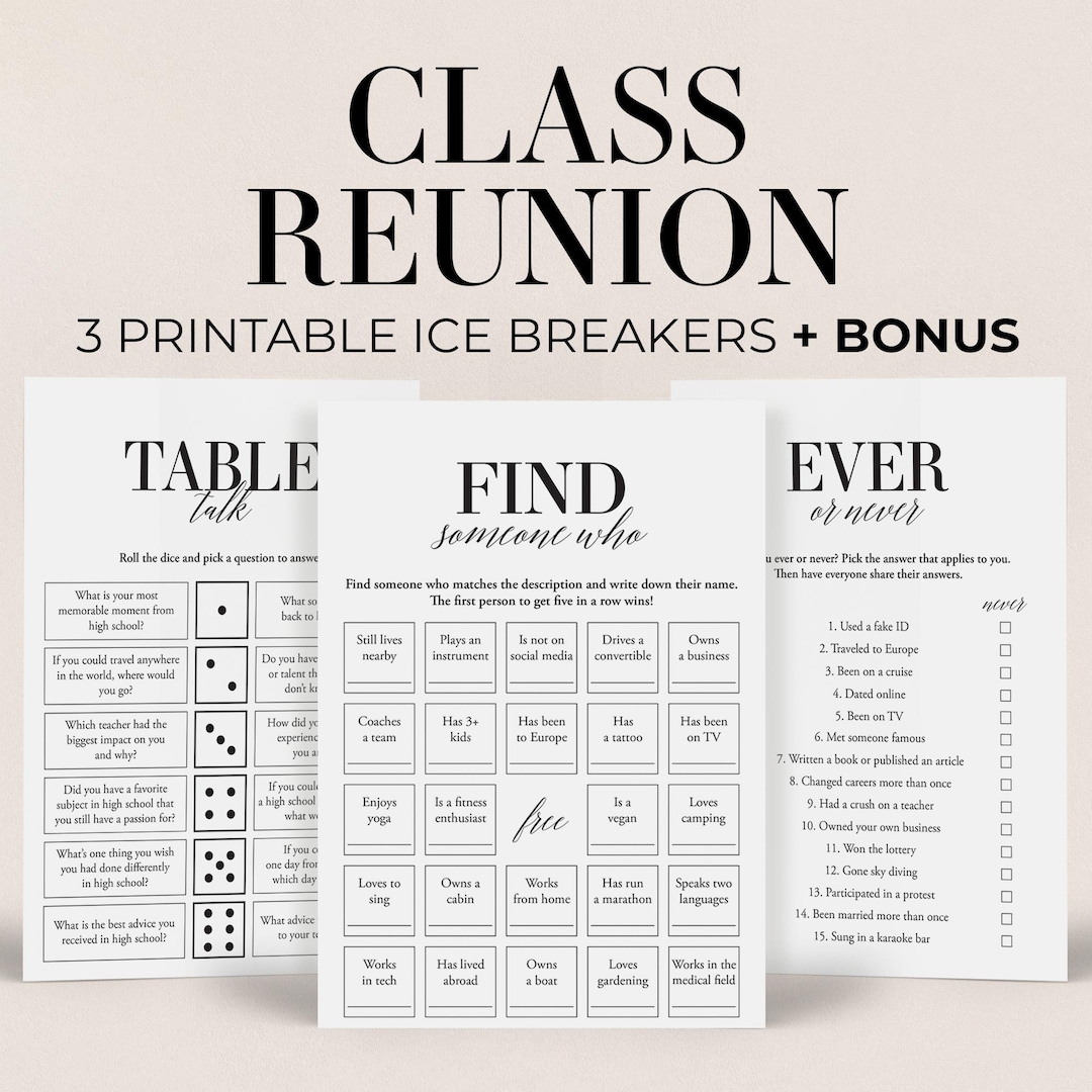 Class Reunion Ice Breaker Games High School Reunion Icebreakers ...
