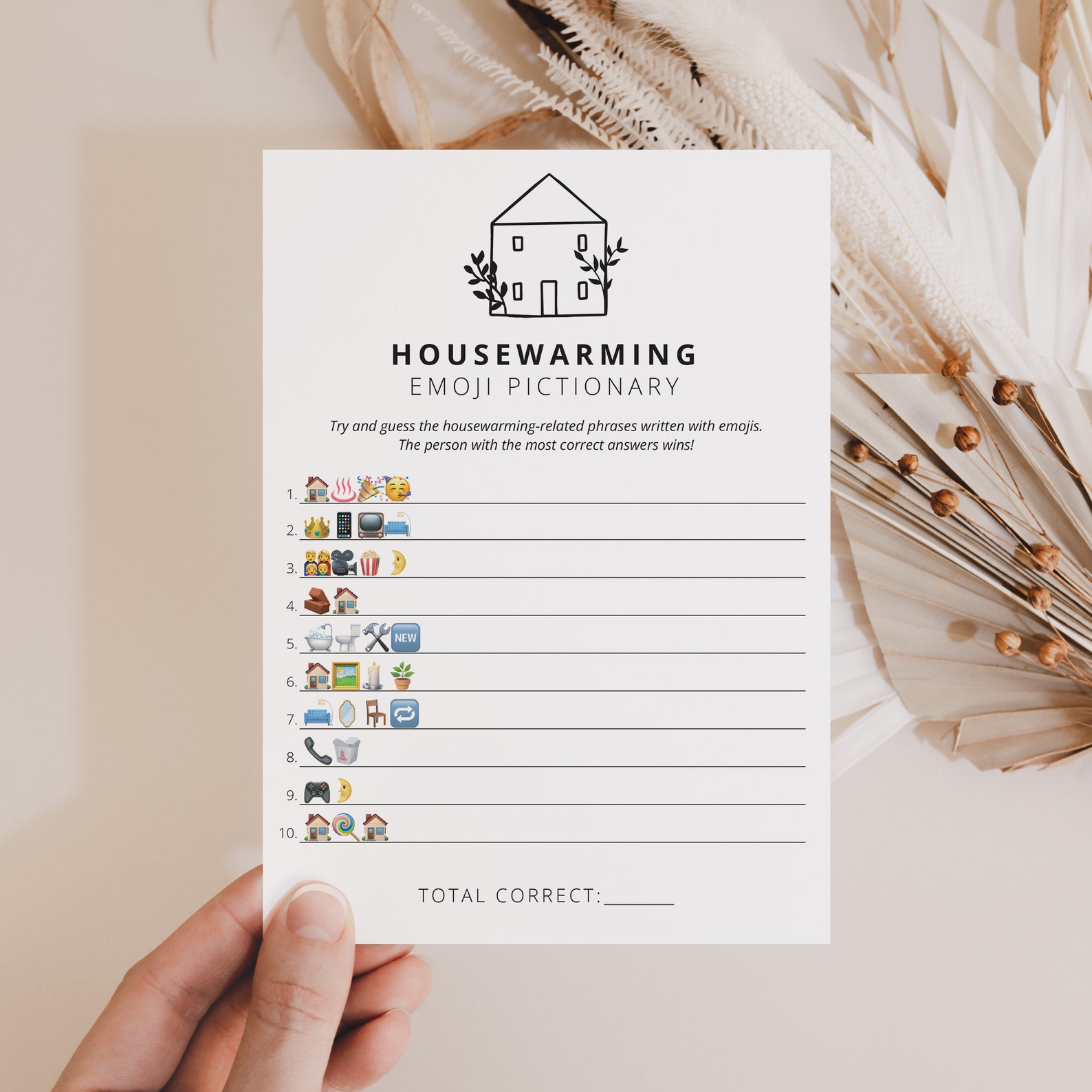 Housewarming Games Printable Minimal Housewarming Party Games Modern ...