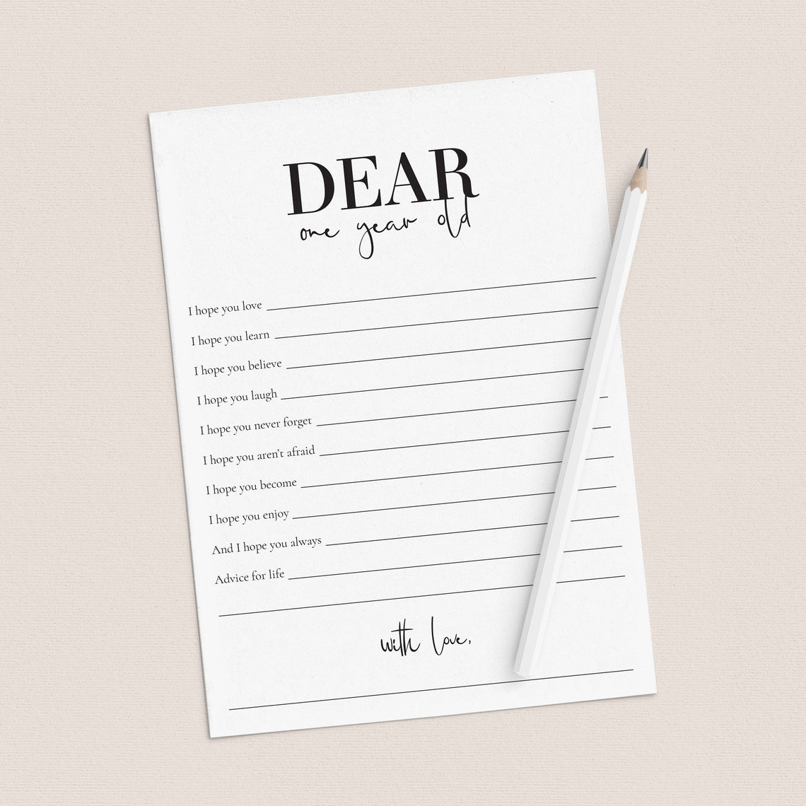 First Birthday Wish Cards Printable Hopes and Wishes for the | Etsy