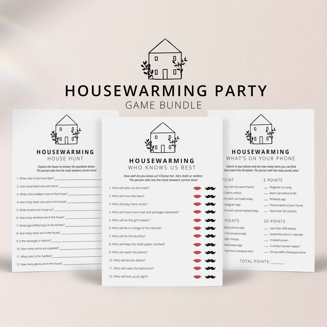 Housewarming Party Game Bundle Printable Modern Housewarming Games ...