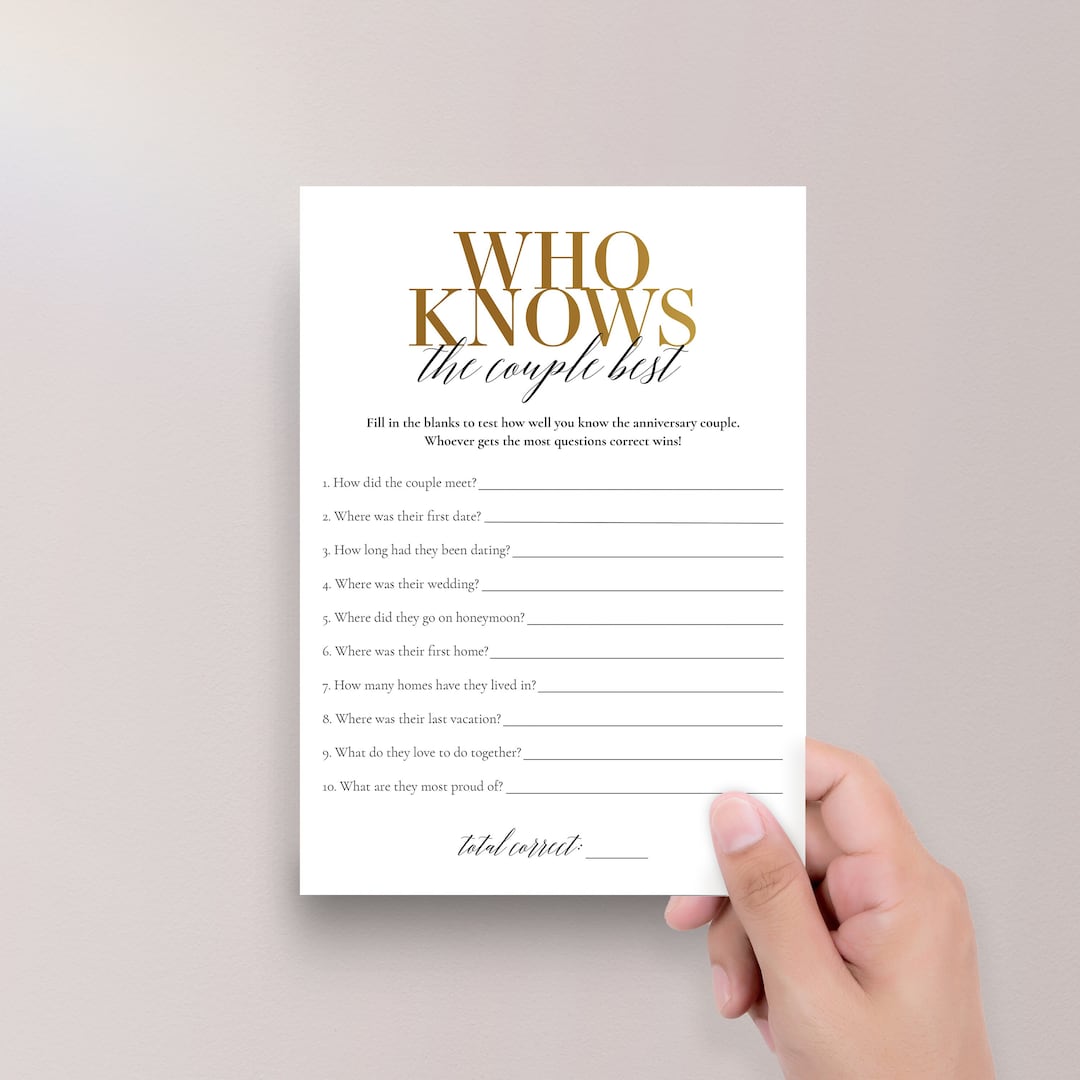 50th Anniversary Party Game Who Knows the Couple Best Printable Couple ...