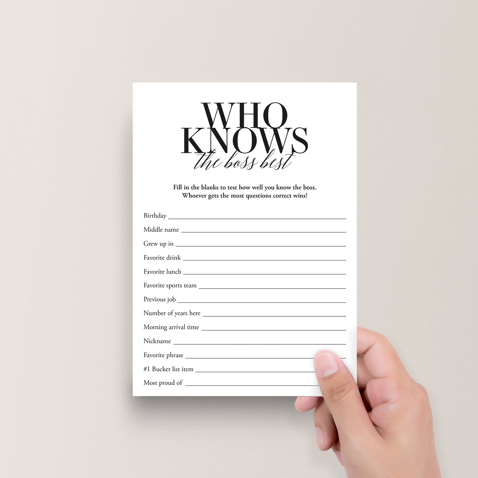 Who Knows the Boss Best Game Printable Funny Work Party Game - Etsy