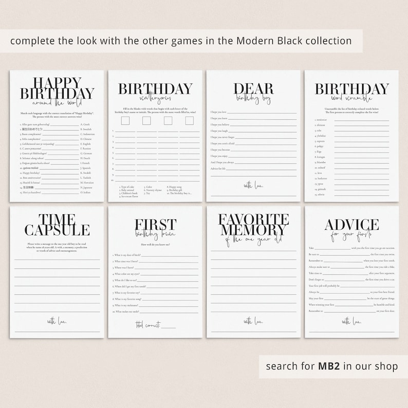 Baby's First Birthday Party Game Printable 1st Birthday | Etsy