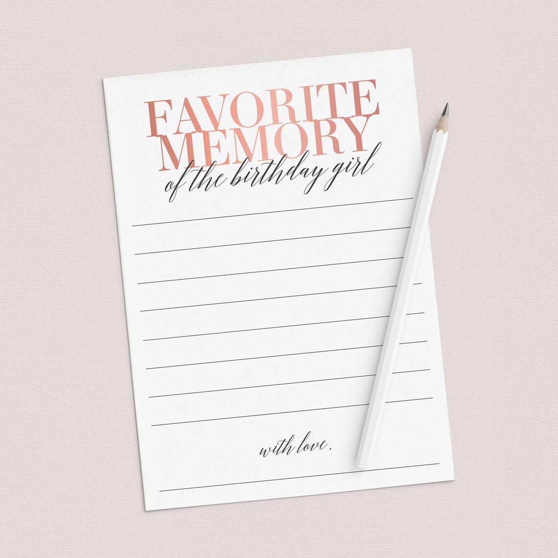 My Favorite Memory of the Birthday Girl Printable Birthday | Etsy