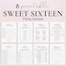 Sweet 16 Games Printable Sweet Sixteen Birthday Party Games 16th ...