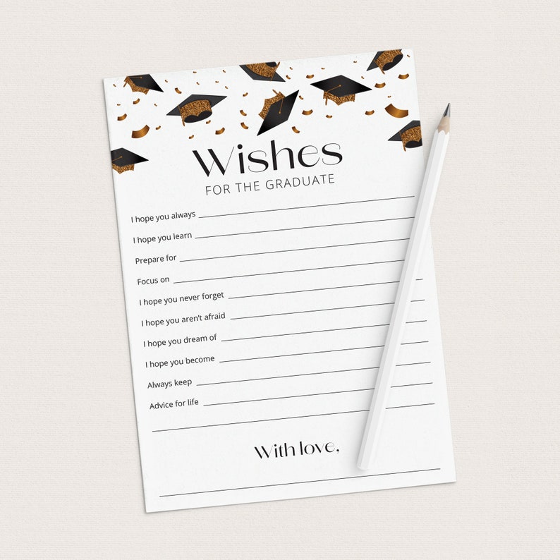 Graduation Wishes Card Printable Graduation Wishes and Advice | Etsy