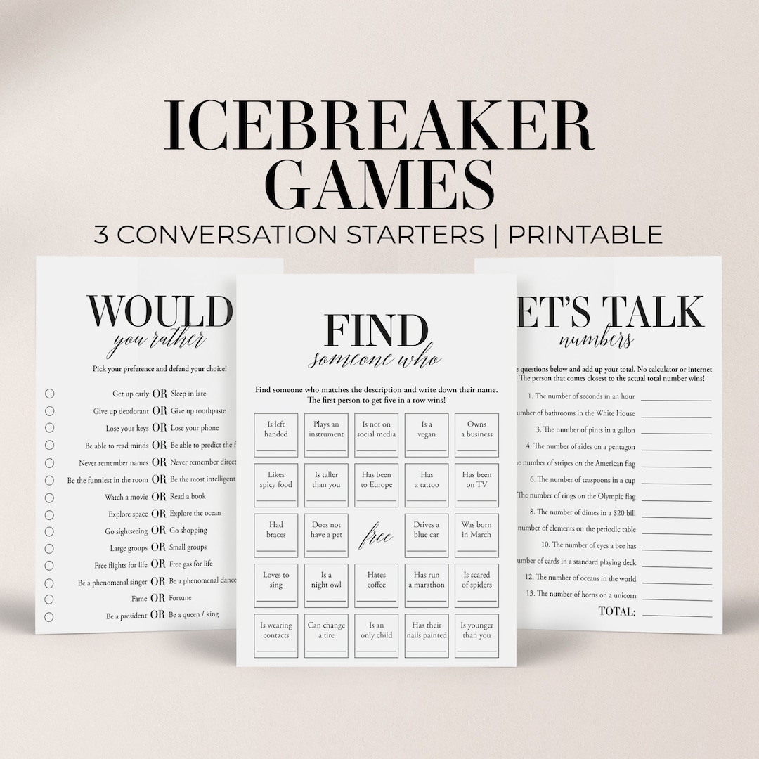 Conversation Starters Printable Fun Icebreaker Games for Adults Group ...