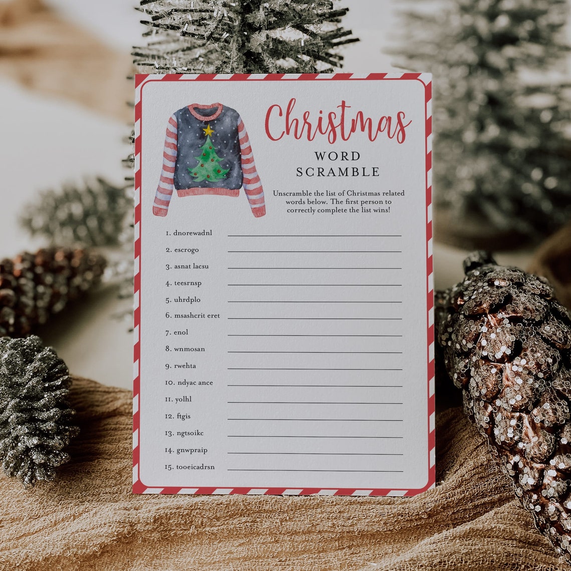 Ugly Sweater Christmas Party Games Bundle Printable Office Holiday ...
