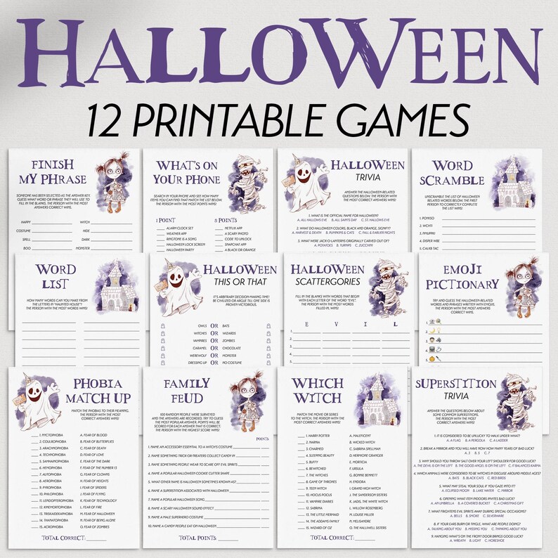 Halloween Games for Family Halloween Games Bundle Digital Haunted ...