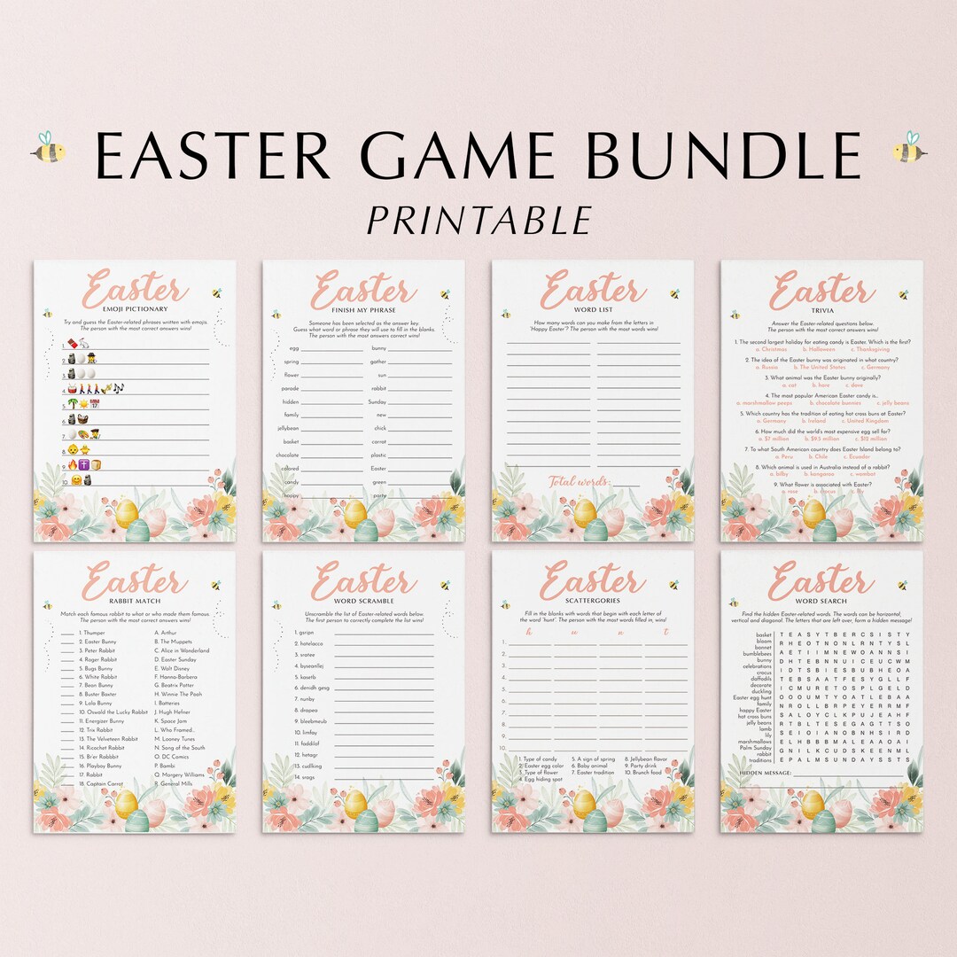 8 Easter Games Printable Easter Game Bundle for Kids and - Etsy