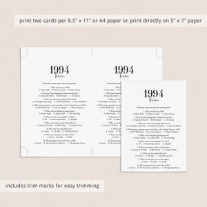 1994 Quiz Printable Fun Facts About 1994 31st Birthday Born in 1994 ...
