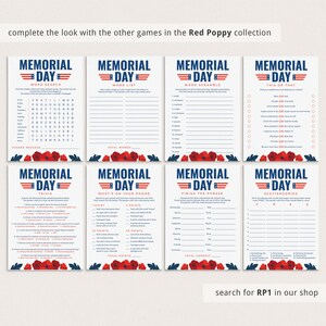 Memorial Day Trivia Printable Memorial Family Game Night Memorial Day ...