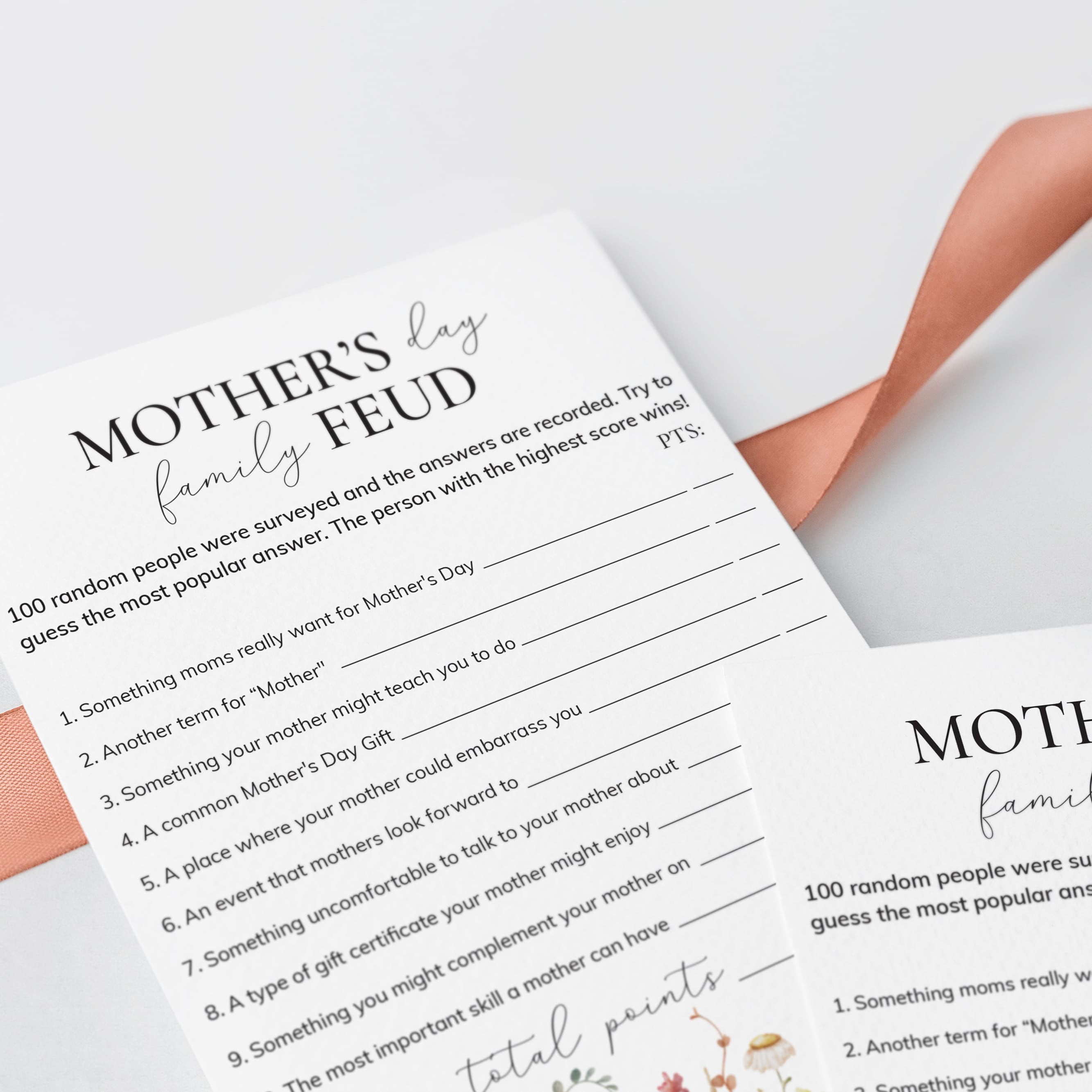 Mothers Day Family Feud Game Printable Mother's Day Feud Mothers Day ...