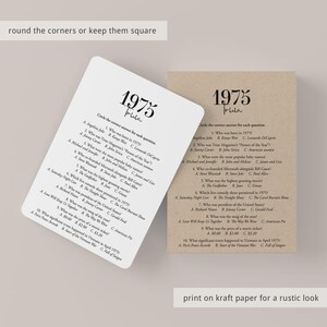 1975 Trivia Printable 50th Birthday Party 1975 Games Back in 1975 Party ...