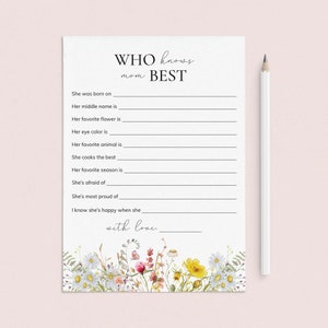 Mothers Day Game Who Knows Mom Best Printable How Well Do You Know Mom ...