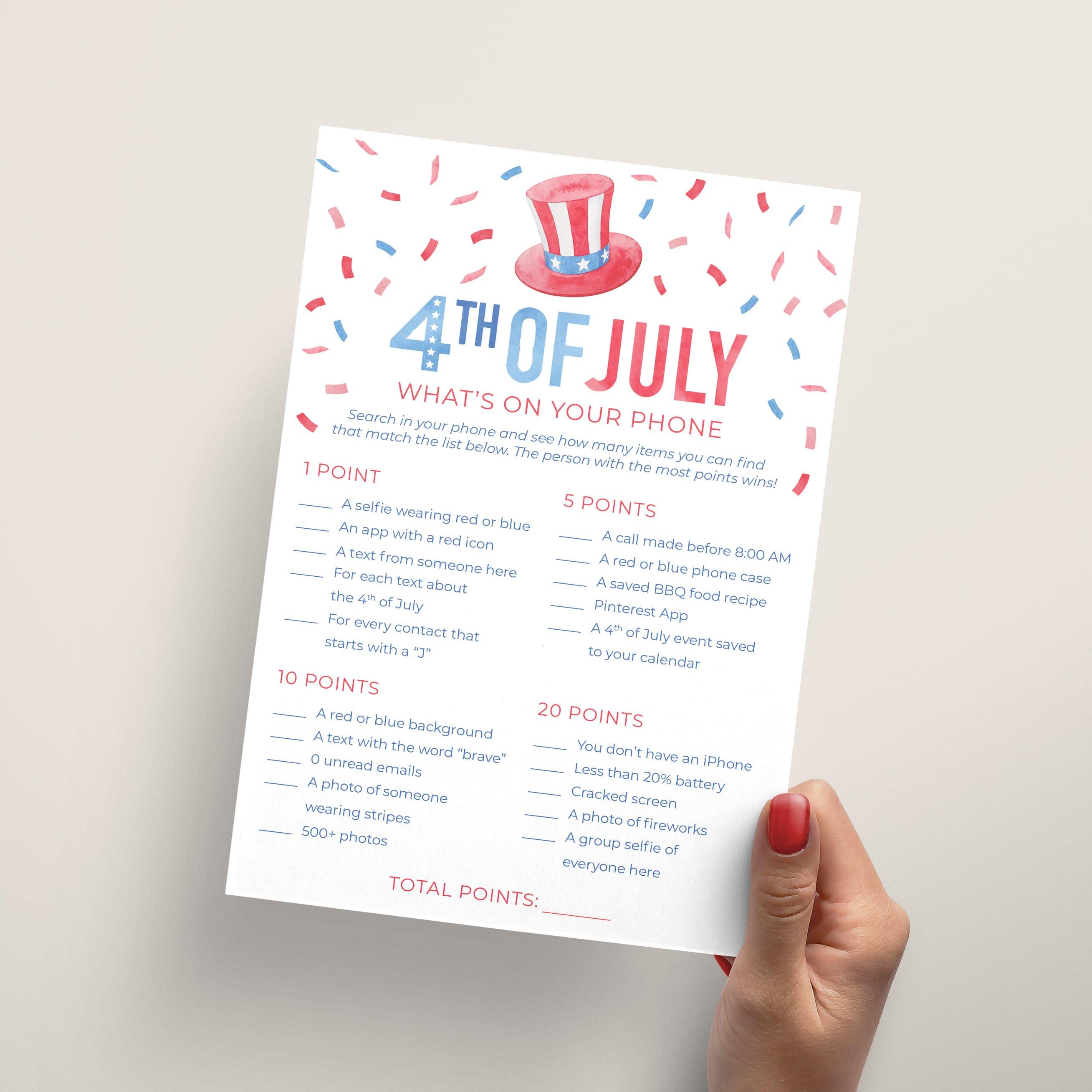 4th of July Party Games Bundle Printable July 4th Games Red White Blue ...