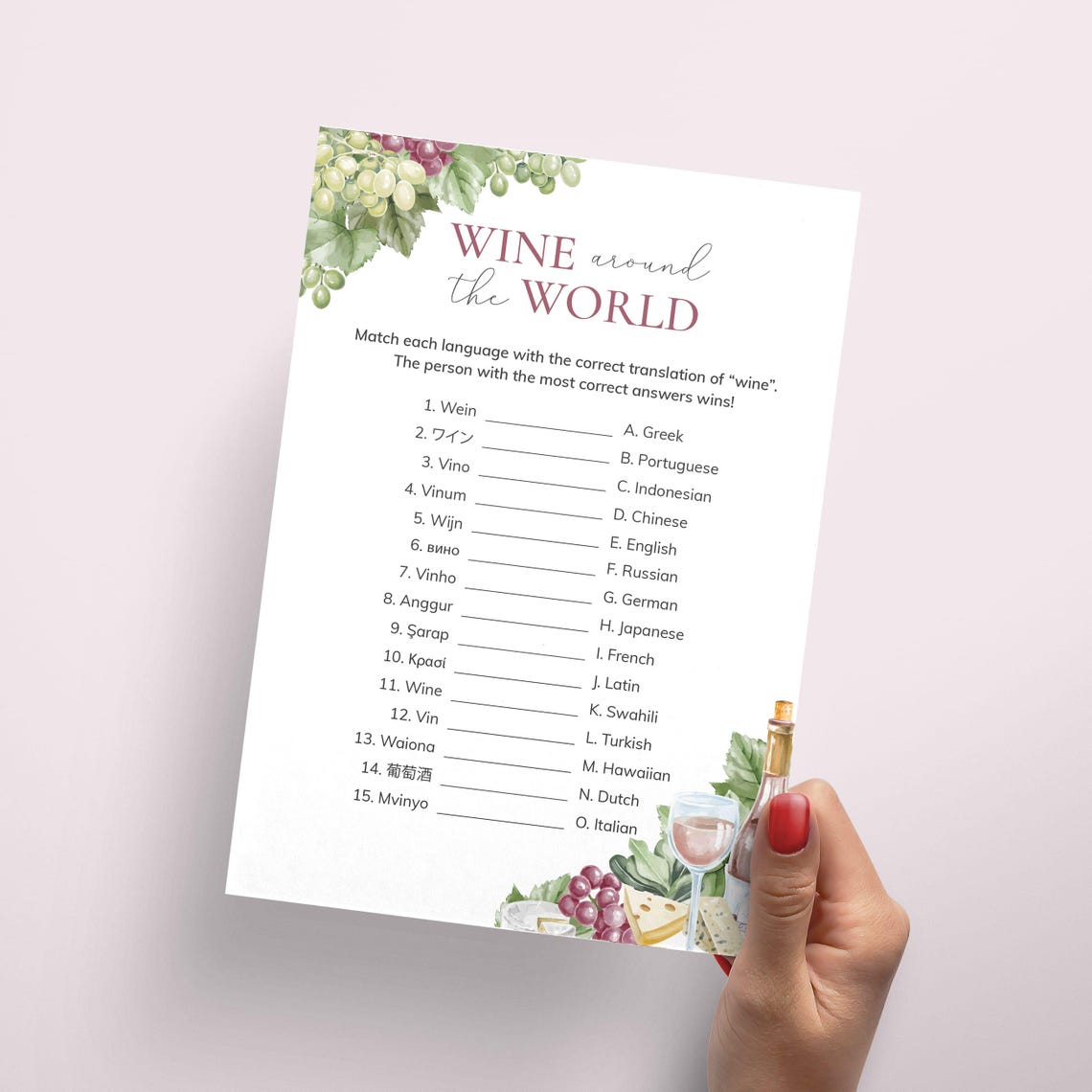 Wine Party Games Printable Wine Theme Party Game Bundle Wine Games Fun ...