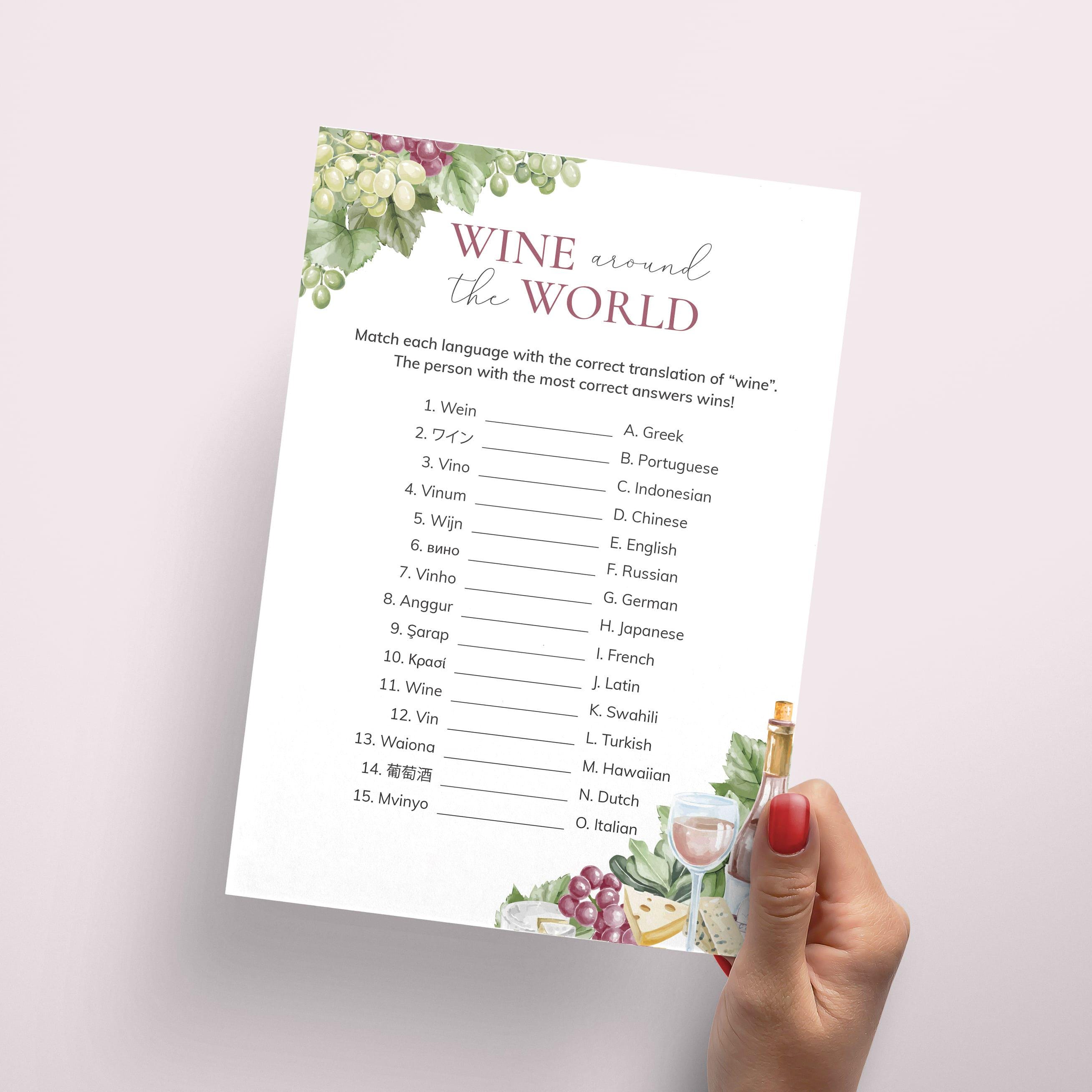 Wine Party Games Printable Wine Theme Party Game Bundle Wine Games Fun ...