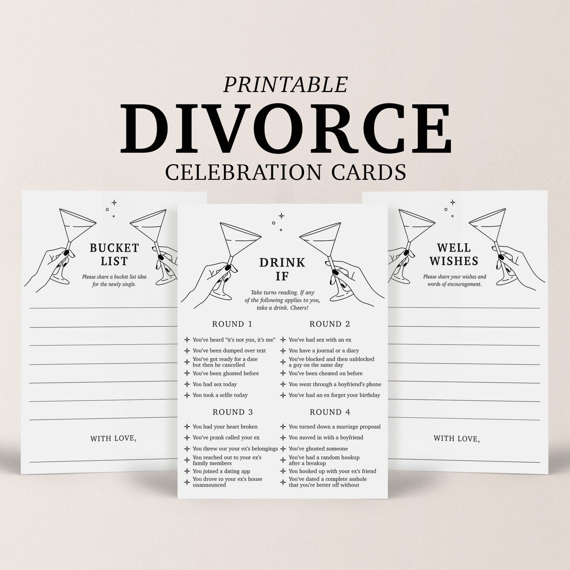 Printable Divorce Party Games Instant Download Breakup Care - Etsy