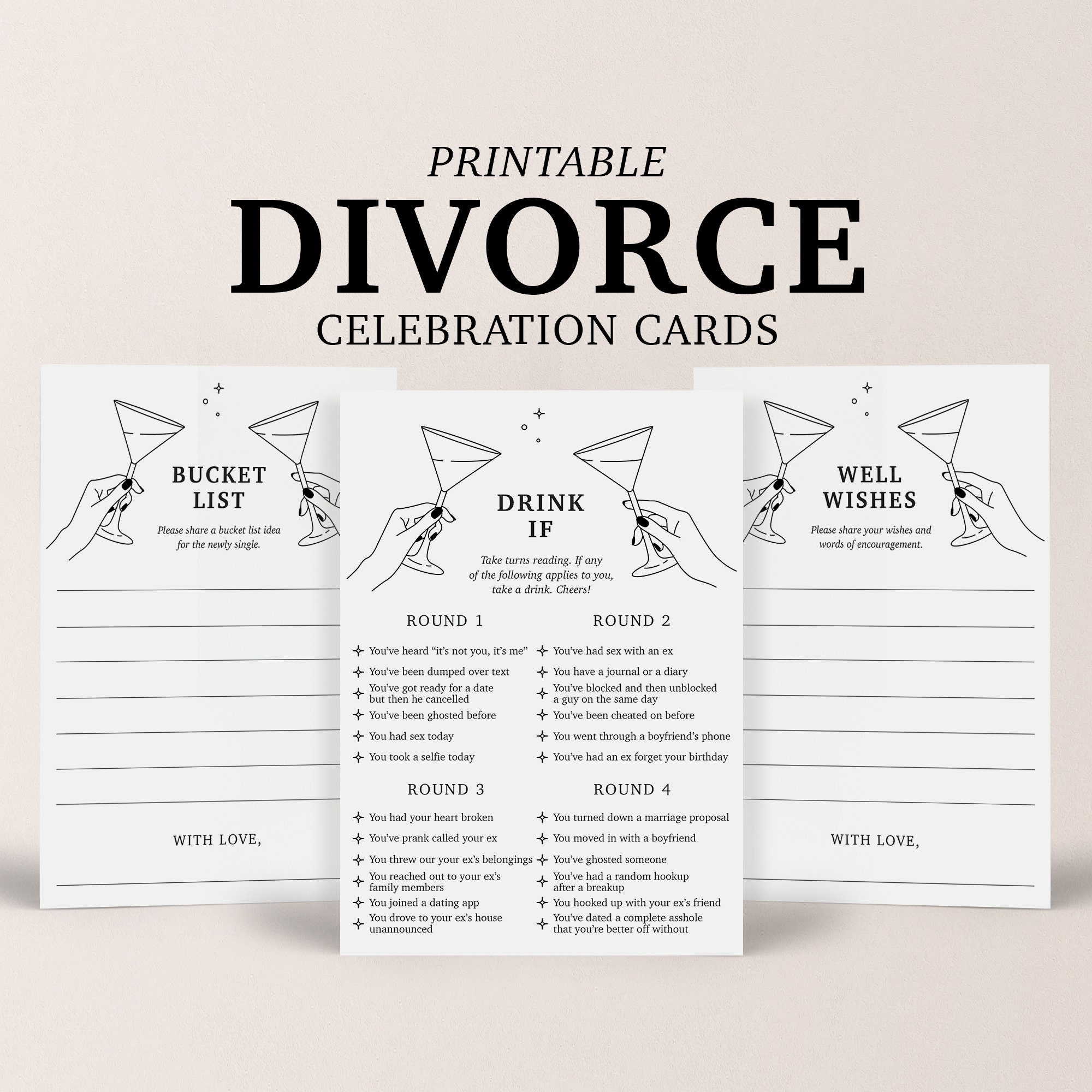 Printable Divorce Party Games Instant Download Breakup Care - Etsy ...