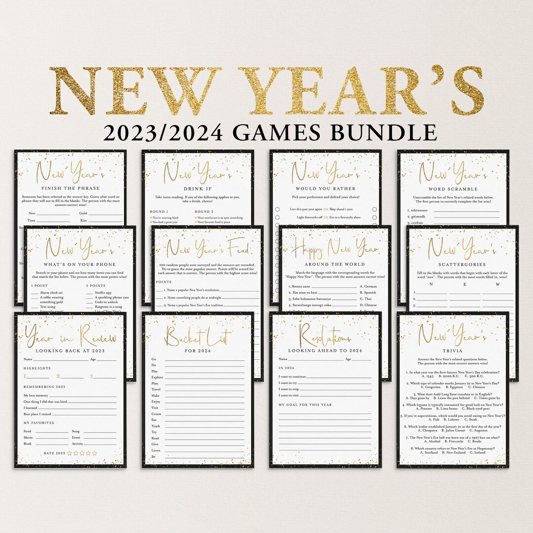 New Years Games Printable New Year's Eve Game Bundle New Year Party ...