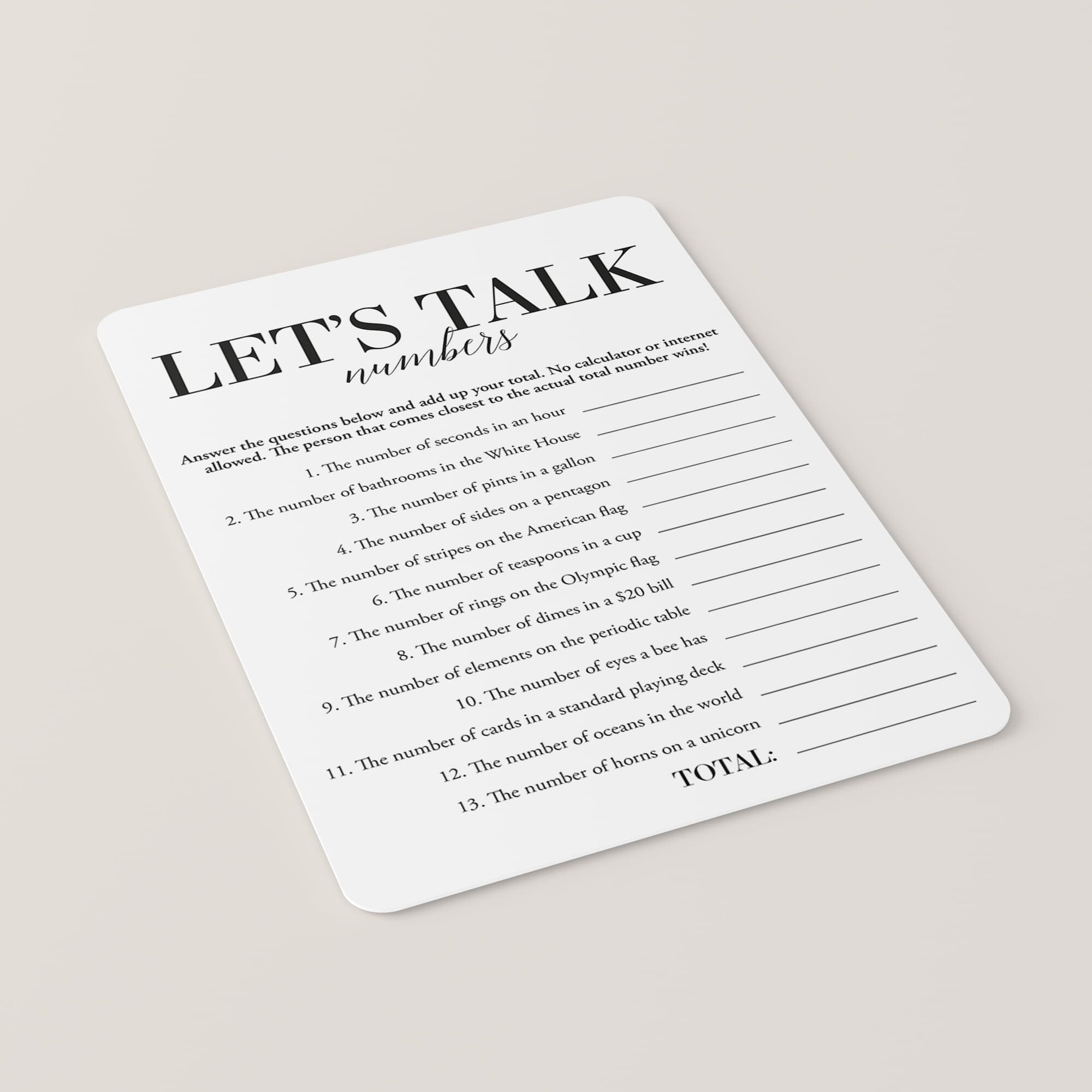 Funny Icebreaker Trivia Quiz Printable Adult Party Group Game Let's ...