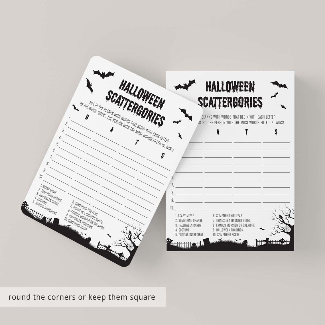 Halloween Games Printable Black and White Halloween Party - Etsy