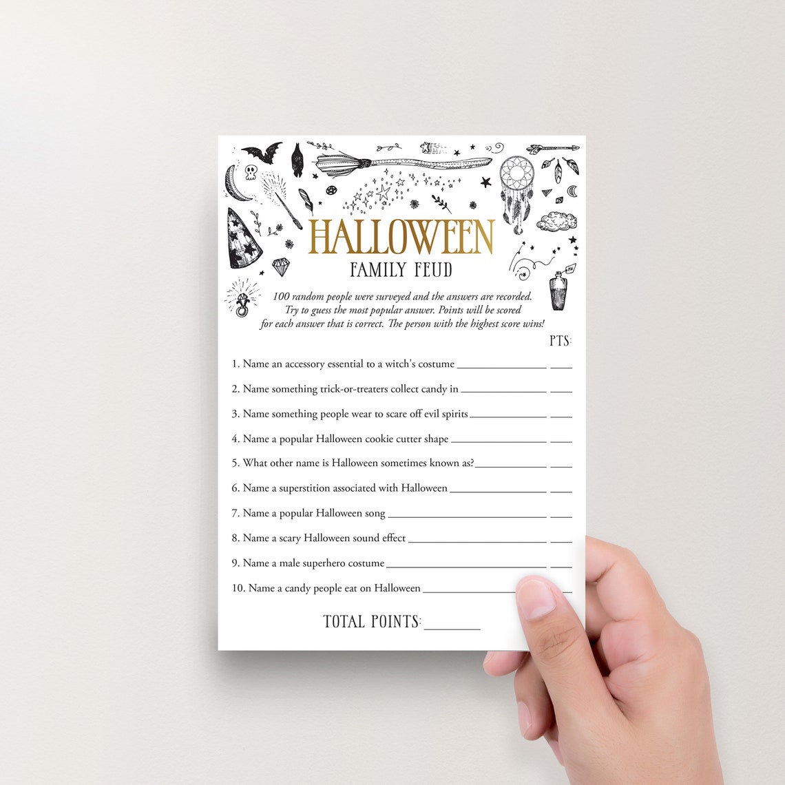 Halloween Family Feud Printable Black Magic Halloween Party - Etsy