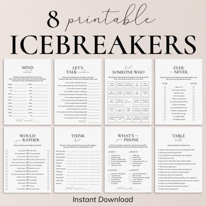 Ice Breaker Games Bundle Printable Icebreakers Dinner Party Games Get ...