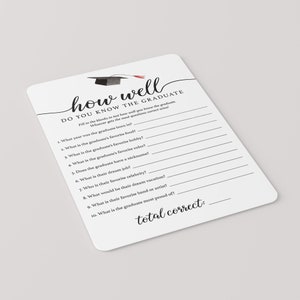 Who Knows the Graduate Best Game Printable How Well You Know the Grad ...