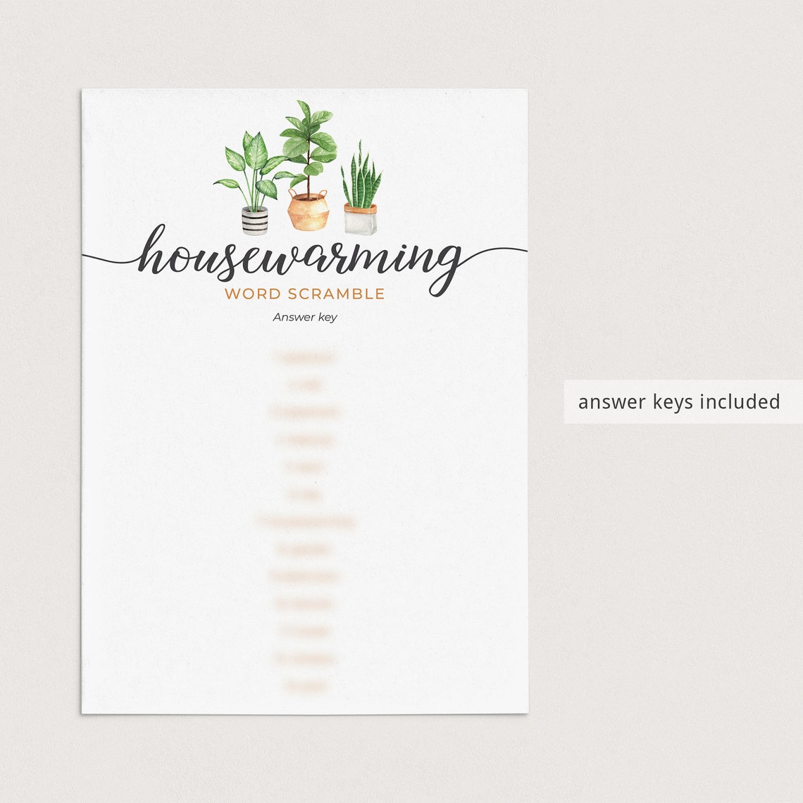 Housewarming Party Games Printable Housewarming Games Greenery New ...