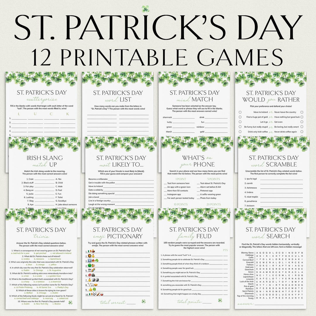 Simple St Patricks Day Games Printable St Patrick's Day Games St ...