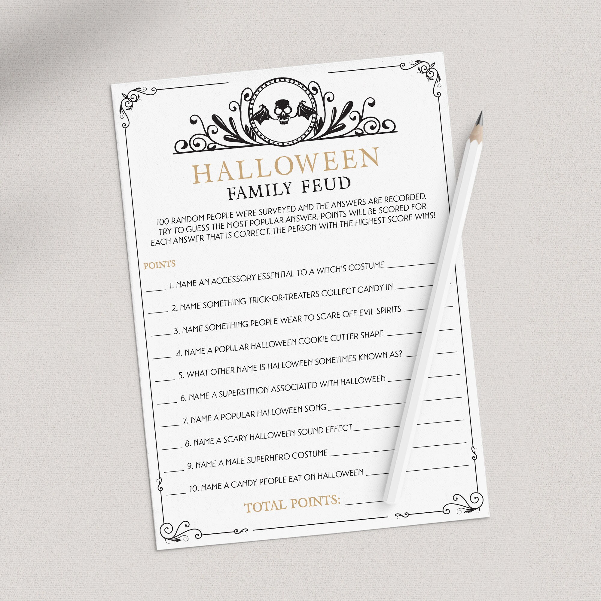 Halloween Family Feud Game Printable Halloween Party Games for - Etsy UK